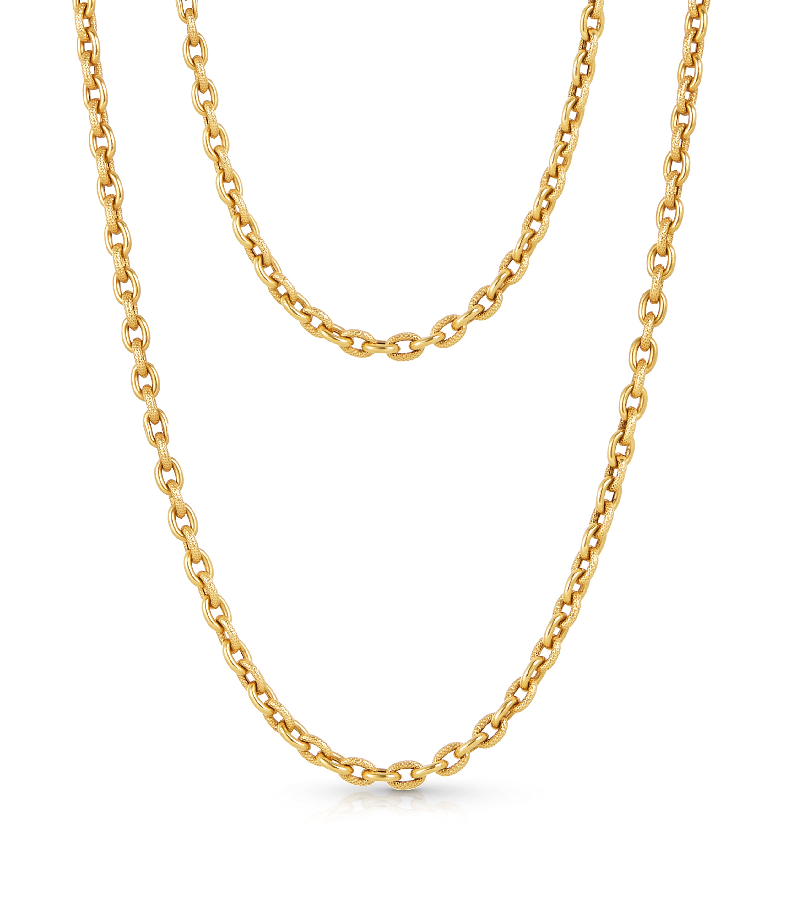 Oval Link Chain in 18K Smooth & Textured Gold – Mèrenor