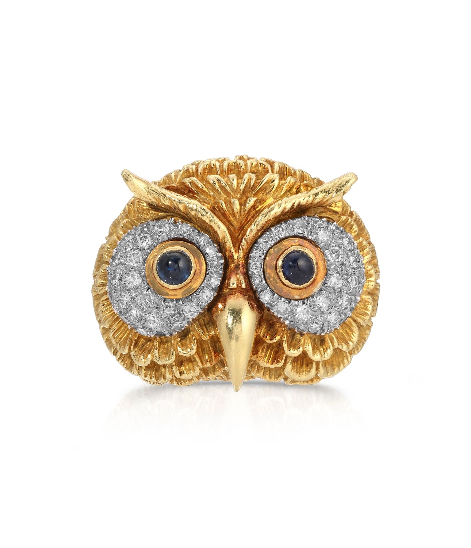 Sapphire & Diamond Owl Ring in 18K Gold – Mèrenor